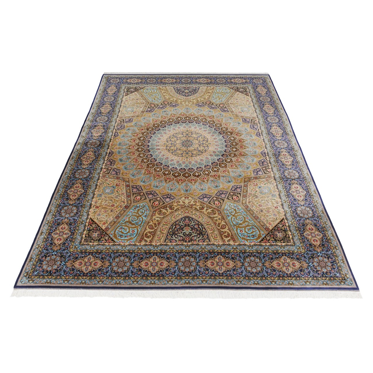 Machine-made Rug, Floral Dome, Bamboo Silk, Persian Style, Ref 800220